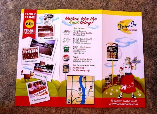 Menu at Milltown Drive In restaurant, Milltown