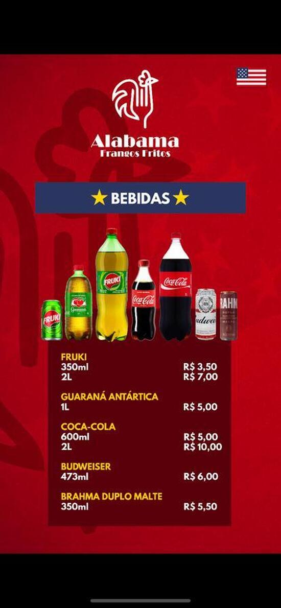 Menu at Alabama Frangos Fritos restaurant, Osório