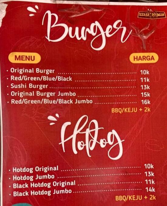 Kebab Bosman, Malang - Menú del restaurante, precios y reseñas