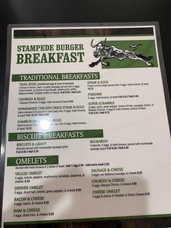 Menu at Stampede Burger restaurant, Gooding, 701 Main St