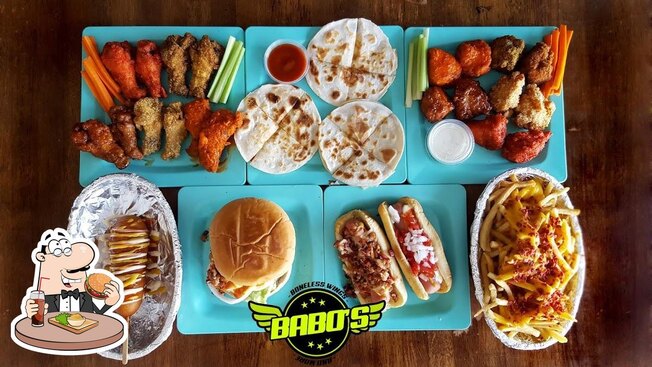 Menu at Babo's Burgers restaurant, Reynosa