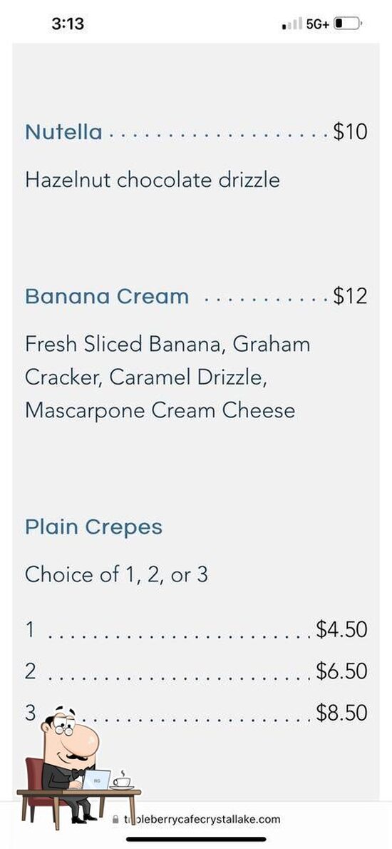 Menu at Triple Berry Café cafe, Elgin