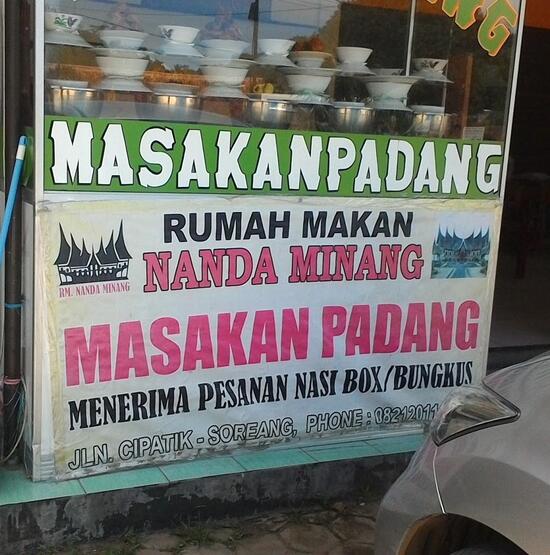 Carta del restaurante Rm Padang Nanda Minang, Soreang, XGPG+X65