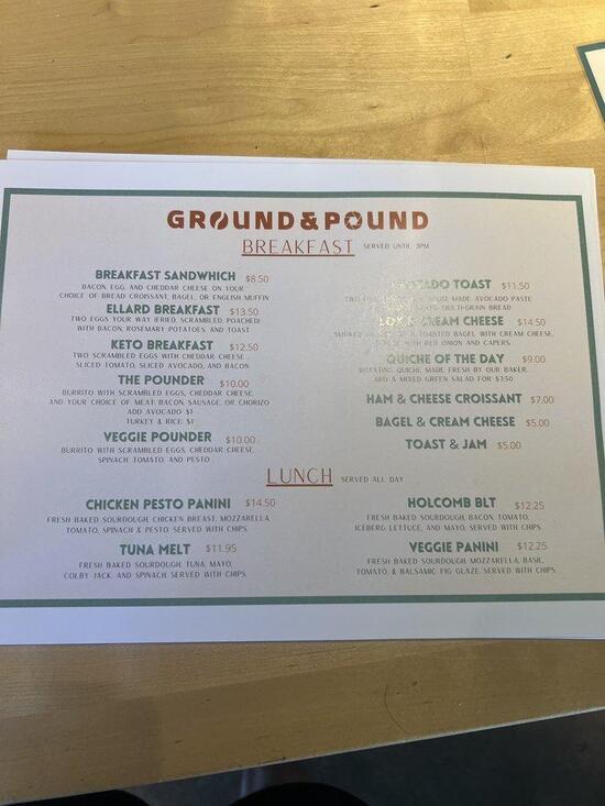 Menu at Ground & Pound Coffee restaurant, Alpharetta