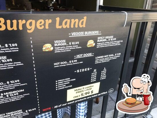 Menu at Burger Land restaurant, Toronto