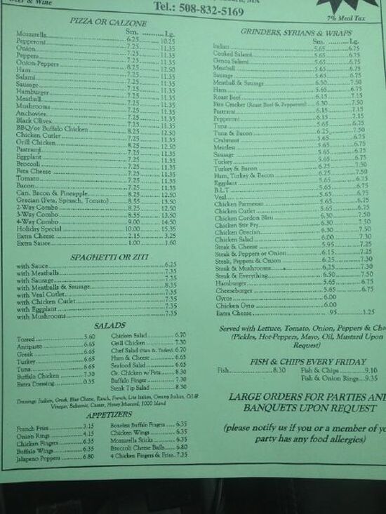 Menu at Holiday Pizza pizzeria, Auburn