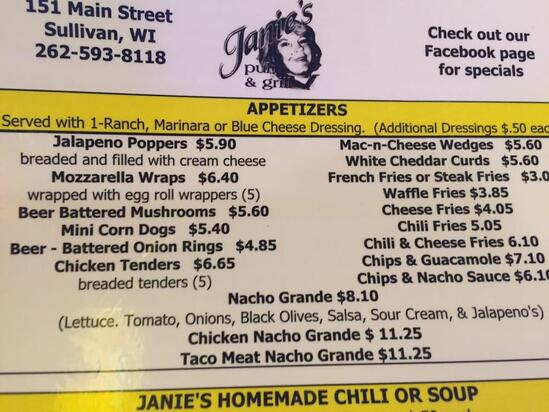 Menu at Black Frog Grille pub & bar, Sullivan