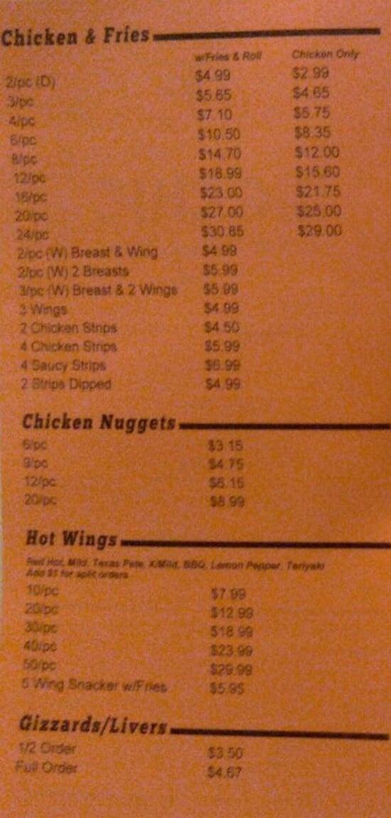 Menu at Big Chic desserts, Senoia