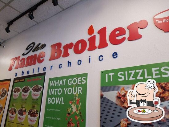 Menu at Flame Broiler fast food, Flagstaff