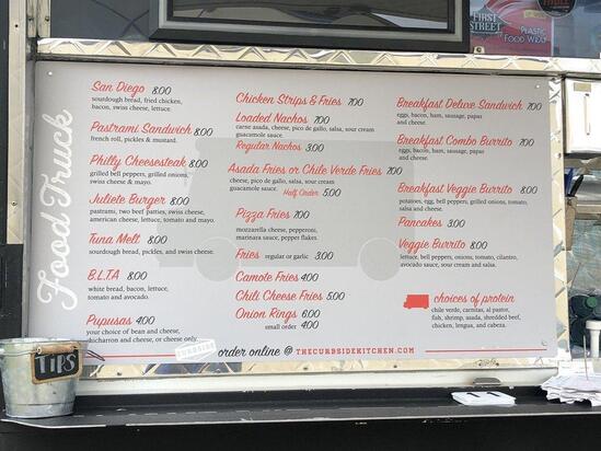 Menu at THE CURBSIDE KITCHEN restaurant, Bakersfield, 131 Golden State Ave