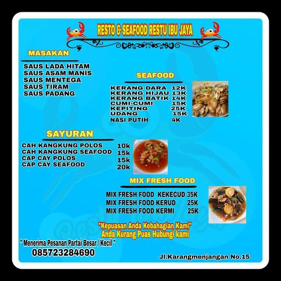 Carta del restaurante RESTo, Surabaya, Jl. Karang Menjangan No.15