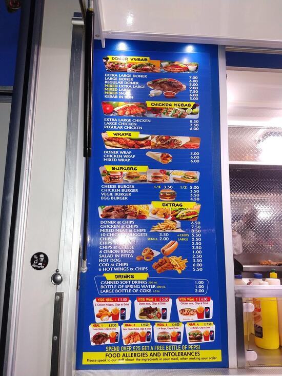 Menu at Shinfield Takeaway, Reading