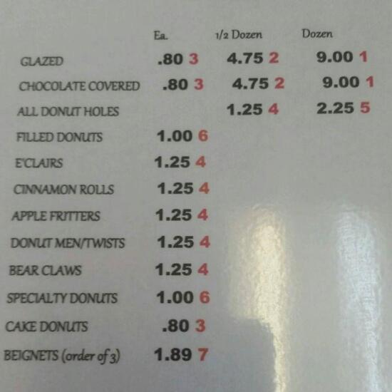 Menu at Bella's Bakery, Amite City