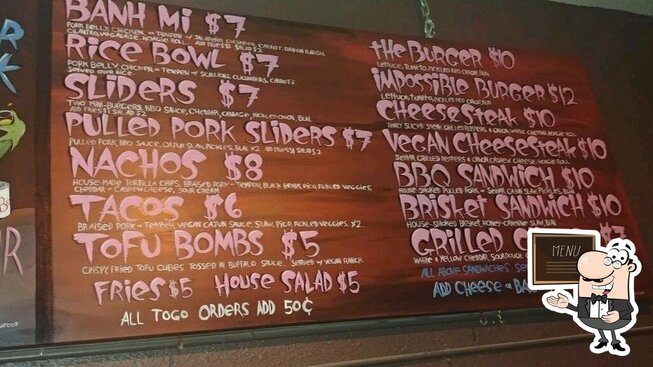 Menu at The High Water Mark pub & bar, Portland