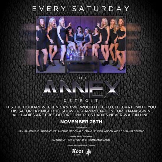 Menu at Annex Nightclub, Detroit