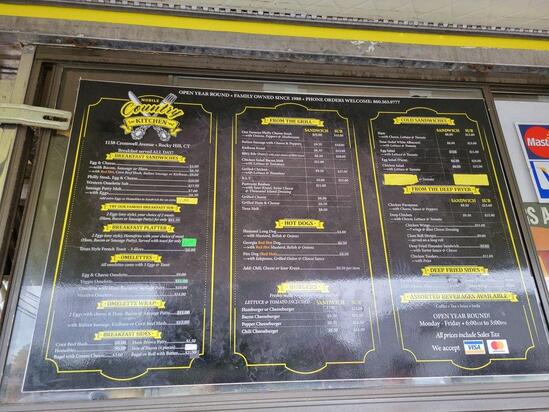 Menu at Country Kitchen food truck restaurant, Rocky Hill, Cromwell Ave
