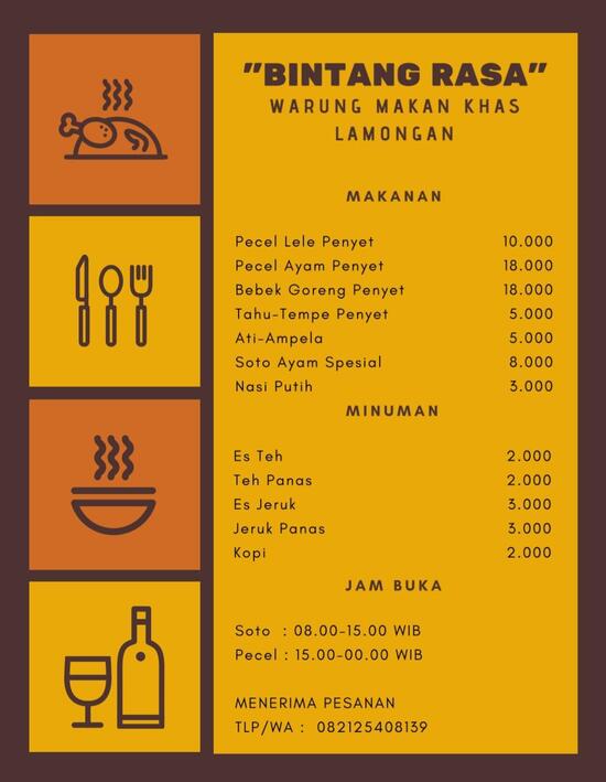 Menu at WR. BINTANG RASA LAMONGAN restaurant, Jungke