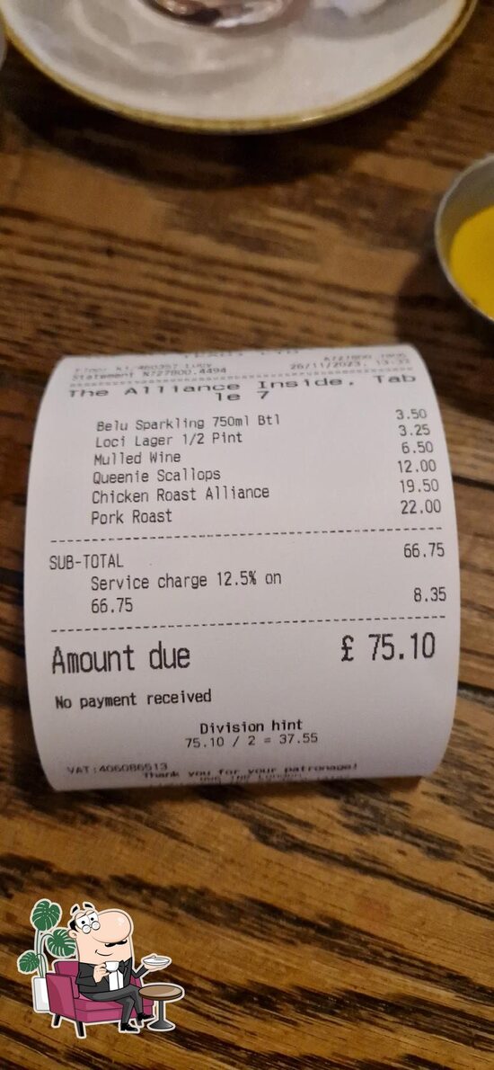 The Alliance NW6, London - Restaurant menu, prices and reviews
