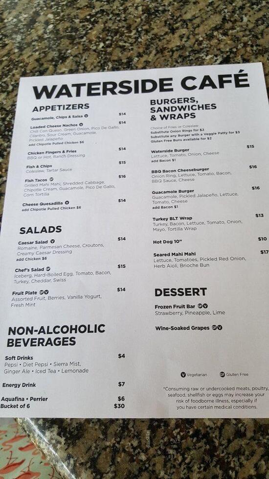 Menu at Waterside Café cafe, Las Vegas, 221 S Rampart Blvd