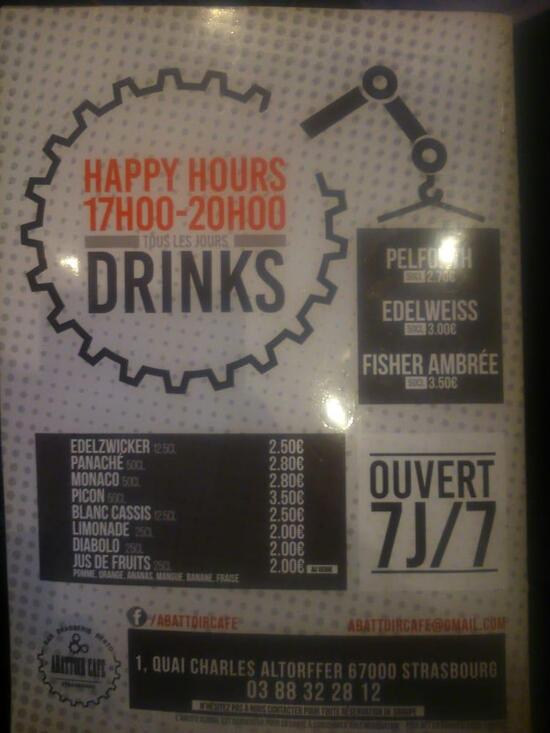 Menu at Slaughterhouse Coffee pub & bar, Strasbourg, 1 Quai Charles ...