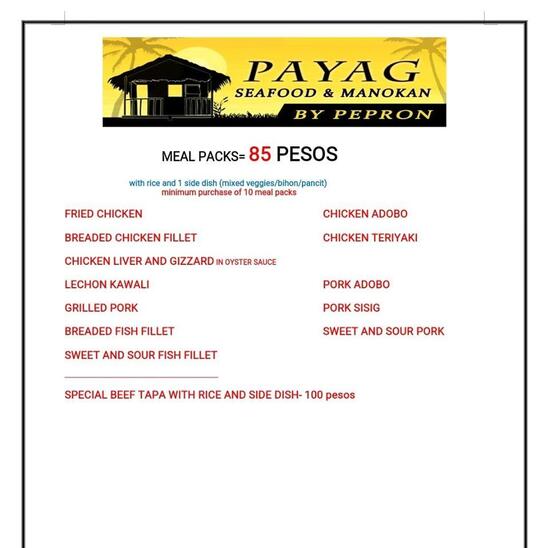 Menu at Payag by Pepron Seafood and Restaurant, Iloilo City, Costa del ...