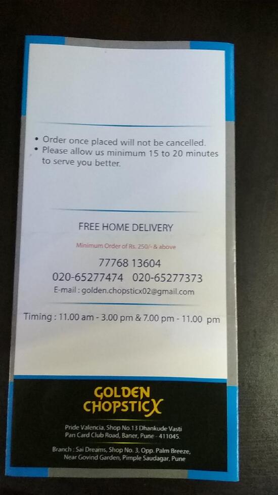 Menu at Kailas chaat shop, Pune