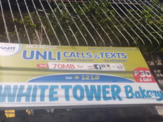 Carta de White Tower Bakery, Pasay