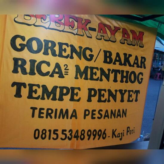 Menu at Warung Rica-Rica Menthog & Bebek Goreng KHAS mojopahit ...