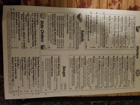 Menu at Atlantic City Bar & Grill, Atlantic City, Pacific Ave