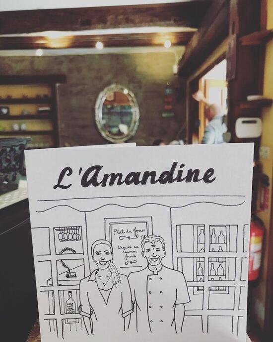 Menu at L'Amandine restaurant, Vias