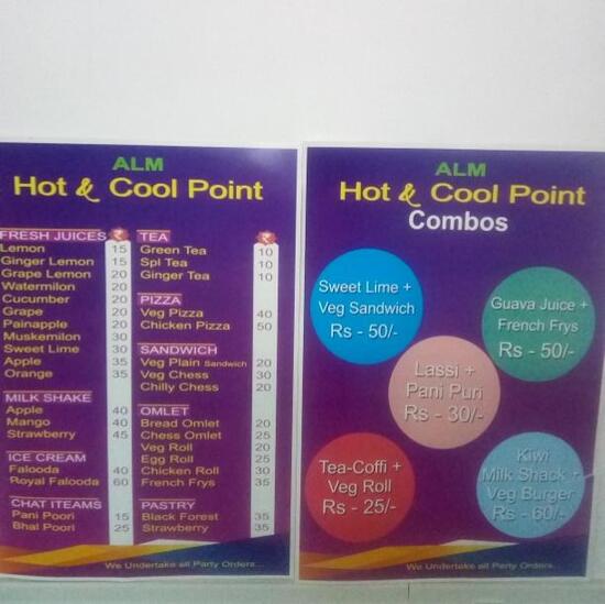 Menu at Alm Hot And Cool Point, Chennai
