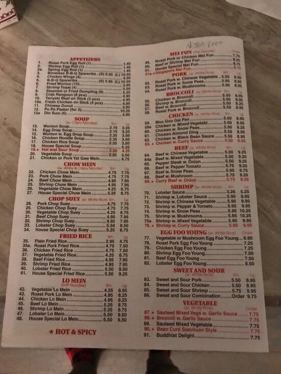 Menu at China Wok restaurant, Niles