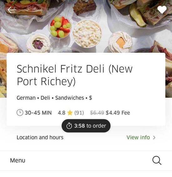 Menu at Schnickel Fritz Deli restaurant, New Port Richey