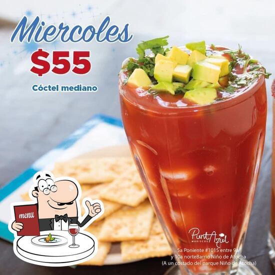 Menu at Punta Azul restaurant, Tuxtla Gutiérrez