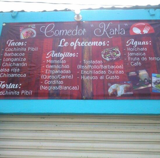 Menu at Comedor Karla restaurant, Carlos A. Carrillo