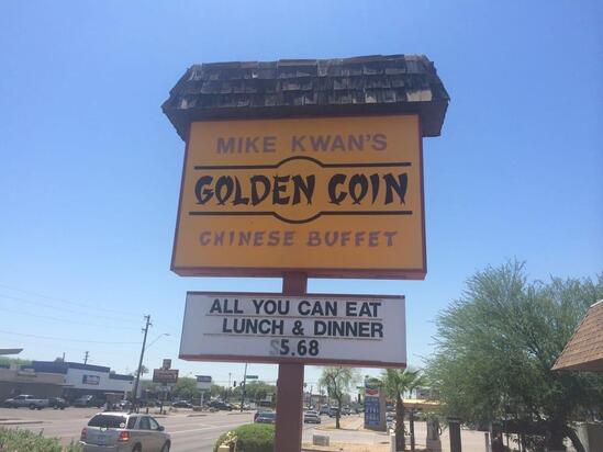 Menu at Golden Coin Chinese Buffet restaurant, Phoenix, E Thomas Rd