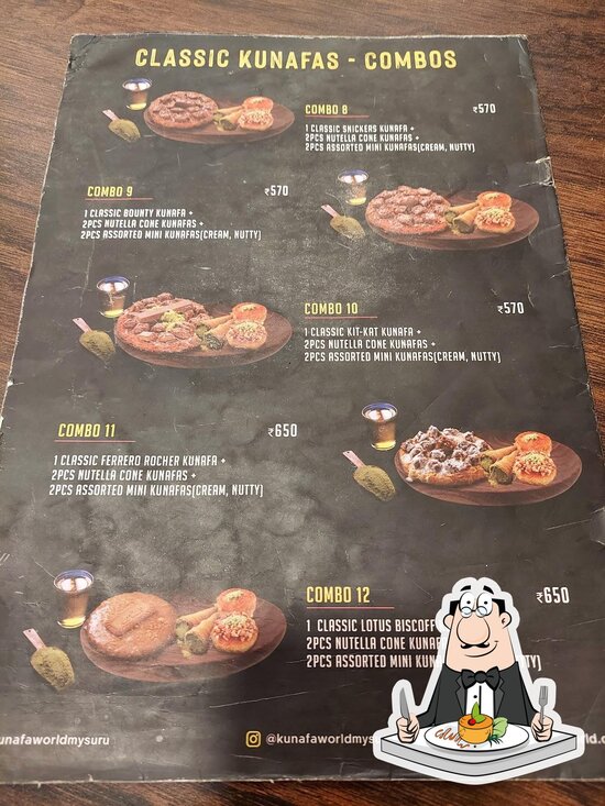Menu at Kunafa World, Mysuru