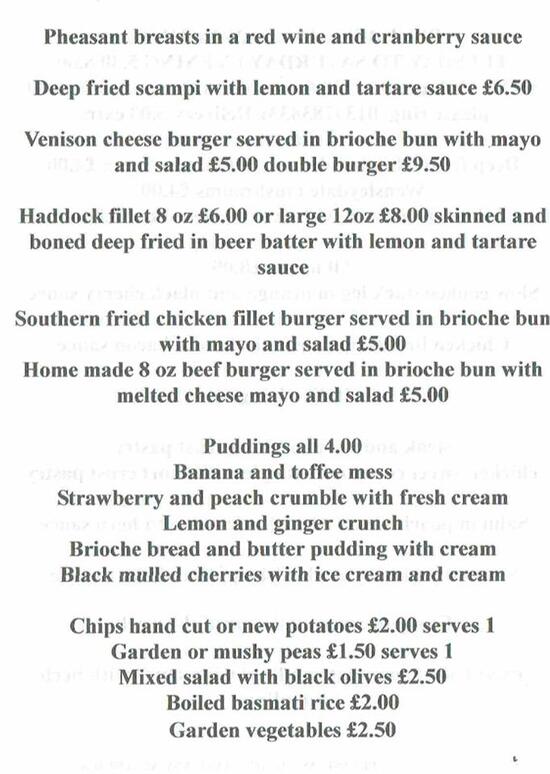 Menu at The Bluebell Inn pub & bar, Alne, Main St