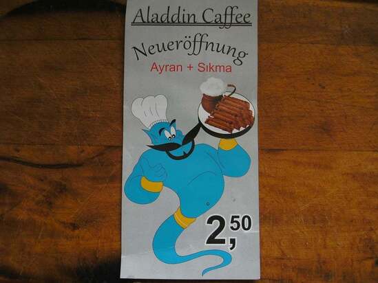 Menu at Aladdin Cafe, Hamburg