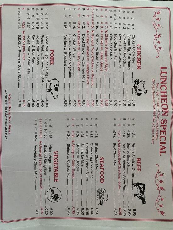 Menu at Hunan Wok restaurant, Sparta Township, 191 Woodport Rd # 5