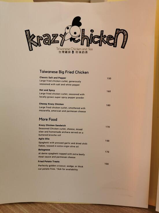 Menu at Krazy Chicken PH restaurant, Davao City
