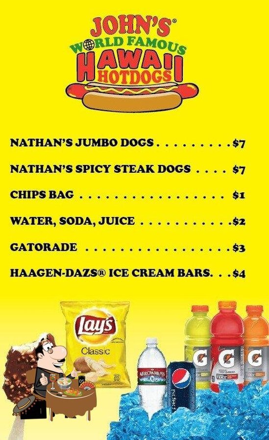 Johns World Famous Hawaii Hot Dogs, Honolulu - Restaurant menu, prices ...
