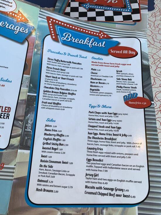 Menu at Manheim Diner restaurant, Schuylkill Haven, PA-61
