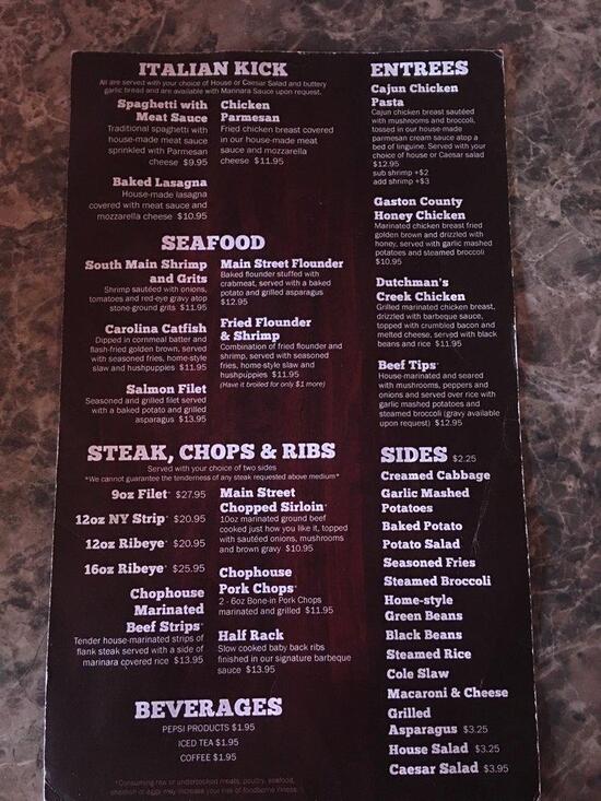 Menu at South Main Kitchen & Tavern restaurant, Mount Holly