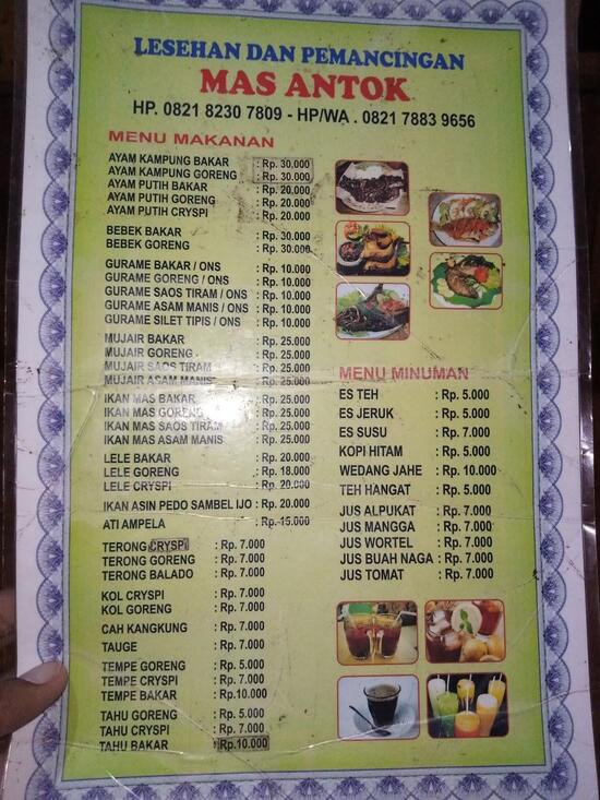 Menu at Pemancingan & Rumah makan Mas Antok restaurant, Martapura