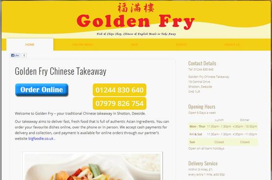Menu at The Golden Fry fast food, Deeside