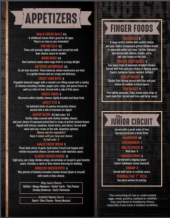 Menu at Gateway Pub, Henning