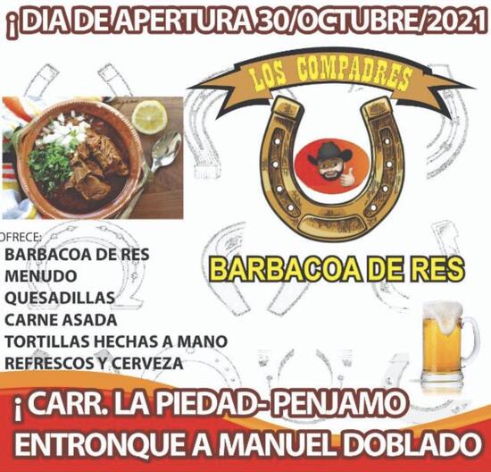 Menu at Los Compadres Barbacoa de Res, La Piedad de Cabadas