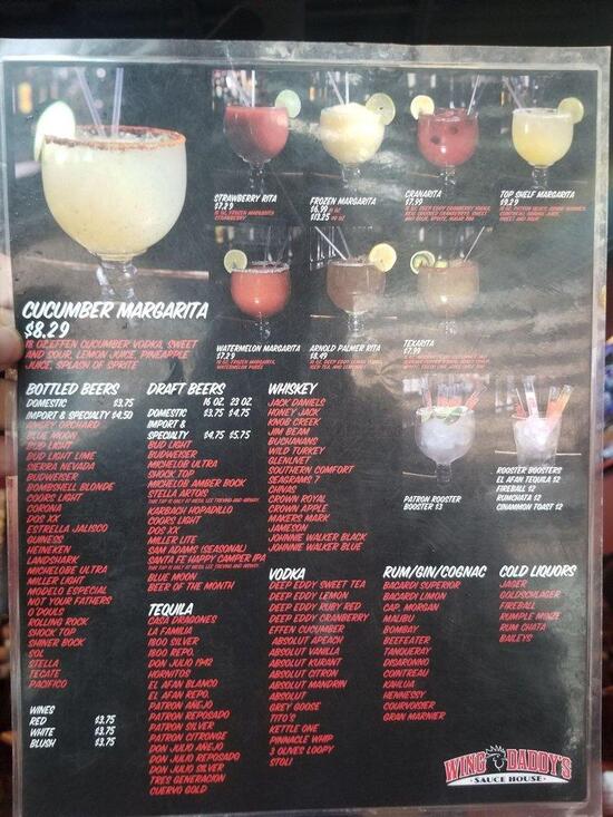 Menu at Wing Daddy's Sauce House restaurant, El Paso, Montana Ave Ste. 301