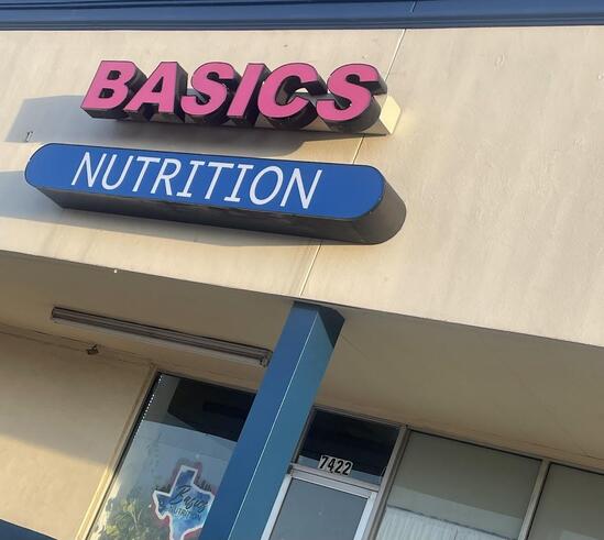 Menu at Basics Nutrition restaurant, San Antonio